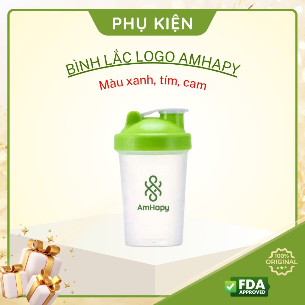 Bình lắc 400ml logo AmHapy (chọn màu)